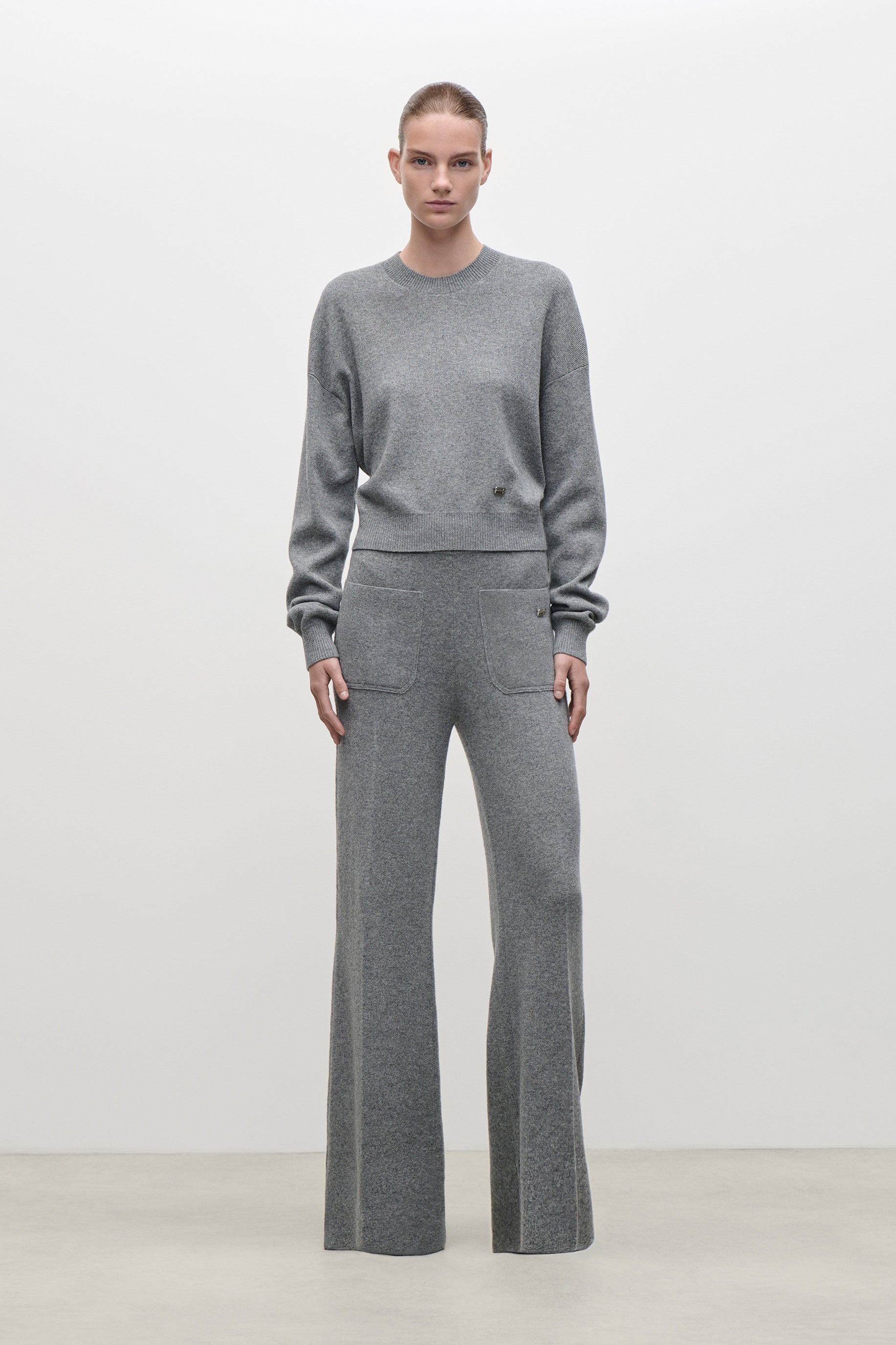 VICTORIA BECKHAM Victoria Beckham Alina Wide Leg Knit Trousers